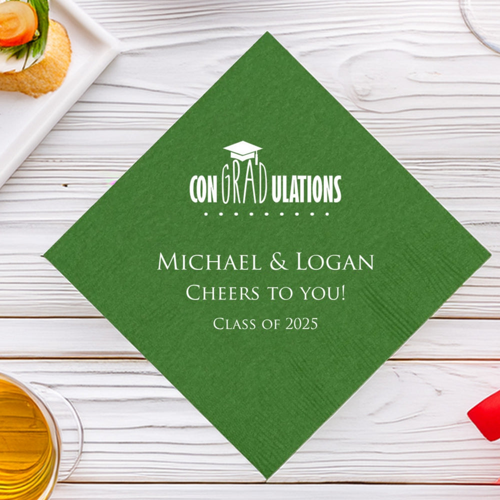 3-Ply Paper Personalized Graduation Party Beverage Napkins