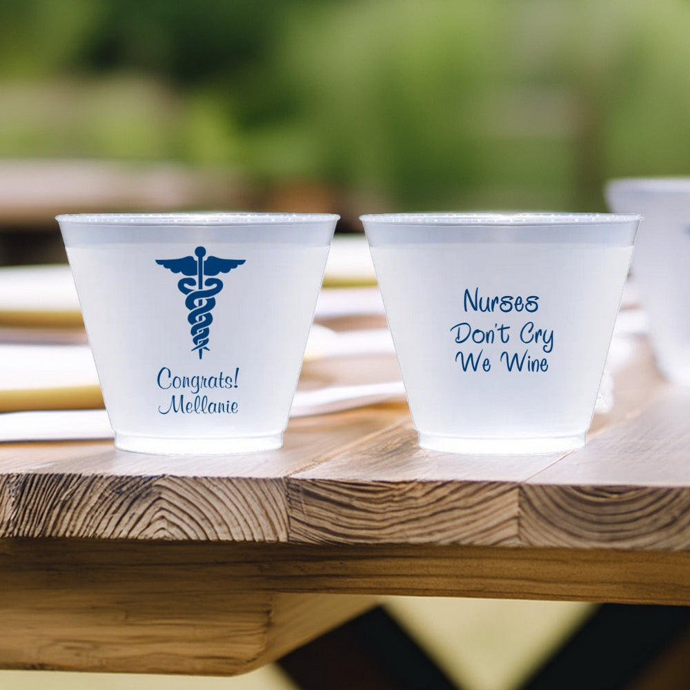 Custom 9 Oz Squat Shatterproof Graduation Wine Cups